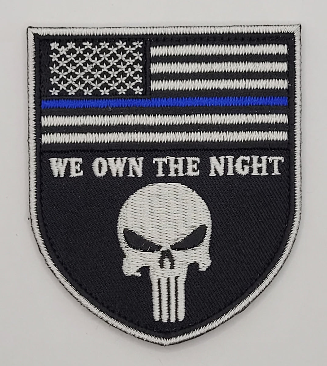 Tactical Skull Thin Blue Lives We Own The Night Patch(Embroidered Iron ...