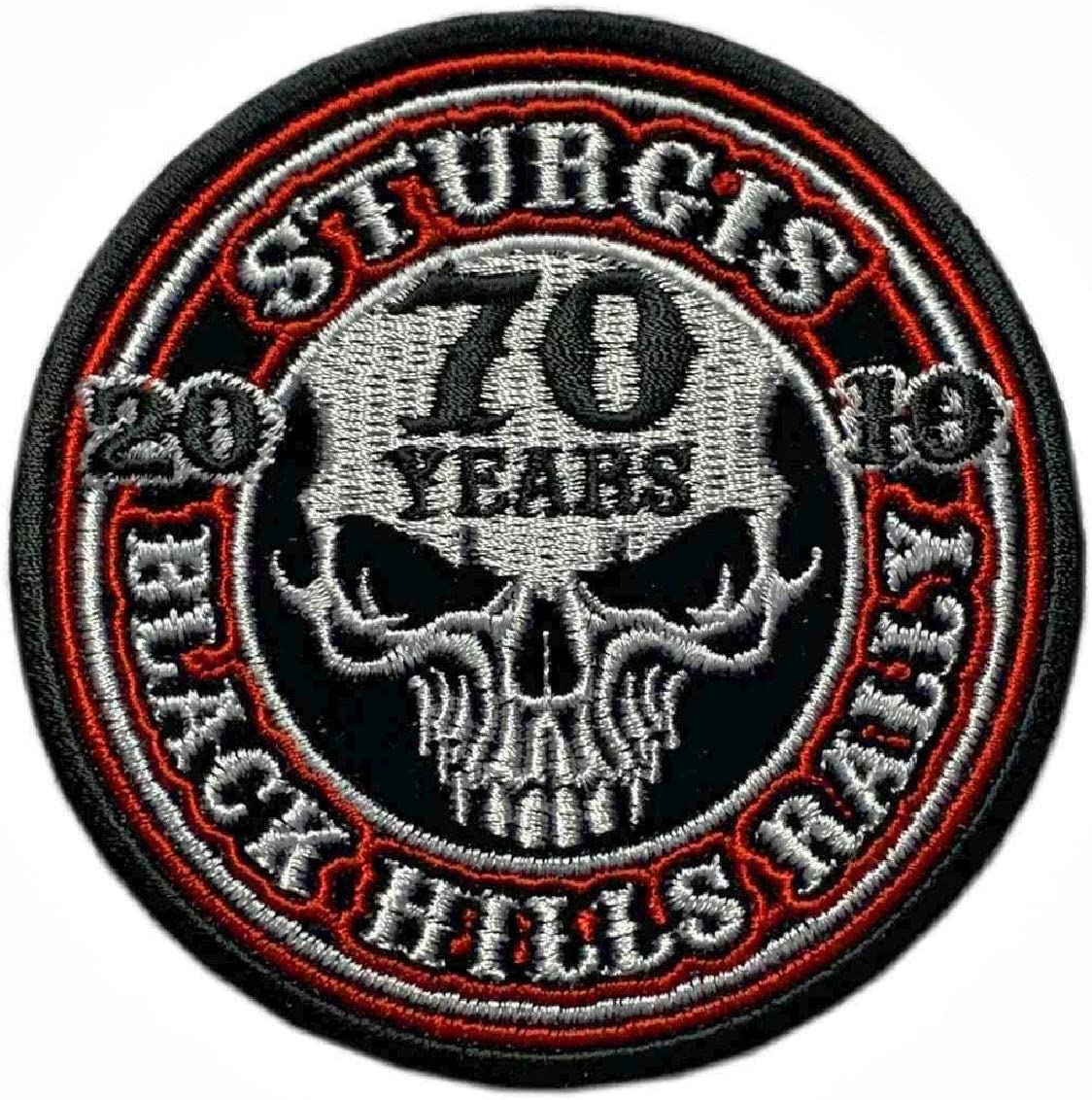 2010 Sturgis Rally 70th Anniversary Stencil Skull Patch [Iron on sew o ...