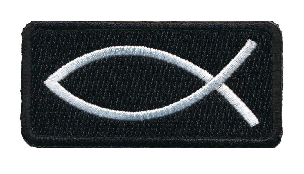 Jesus Fish Christian Patch (Embroidered Hook) (Black/White) – MILTACUSA