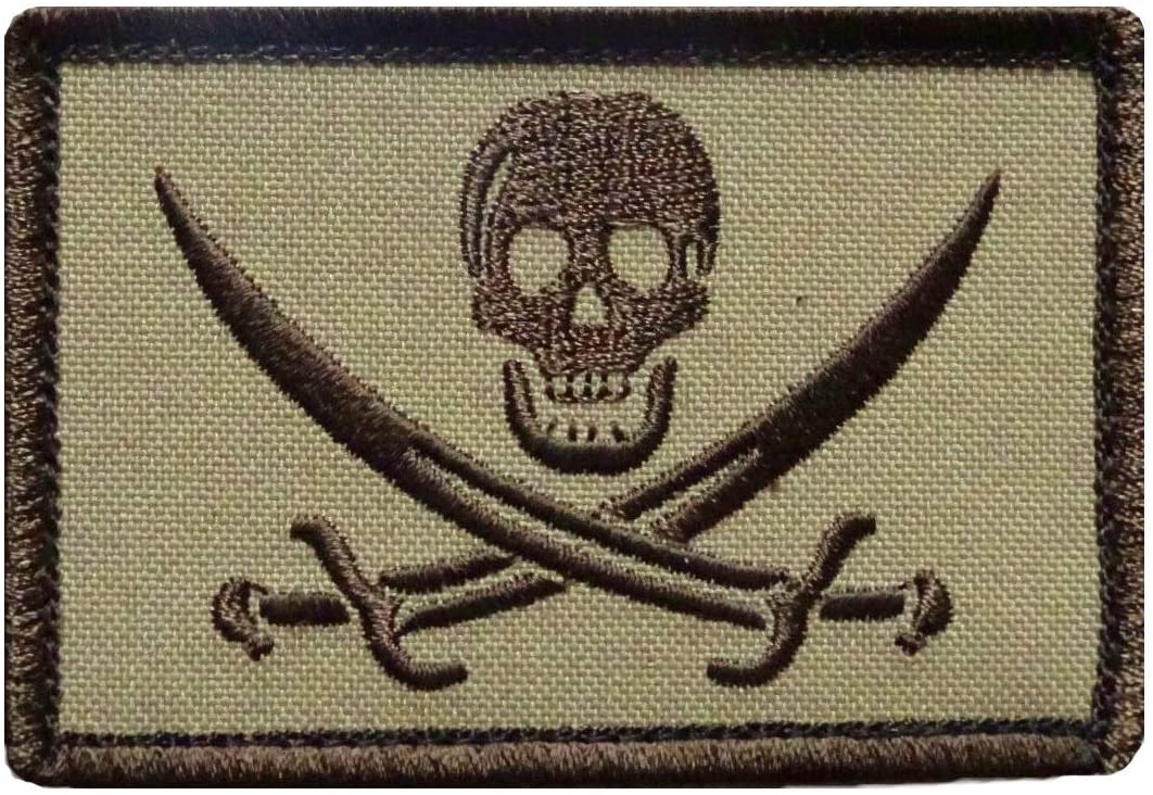 Jolly Roger Calico Jack Patch [3.0 x 2.0 - “Hook Brand” Fastener -JC2 ...
