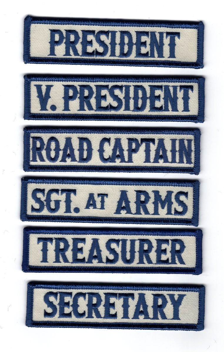 Officer Title Rank Vest Patches President VP MC Biker Club 6pc Patch S ...