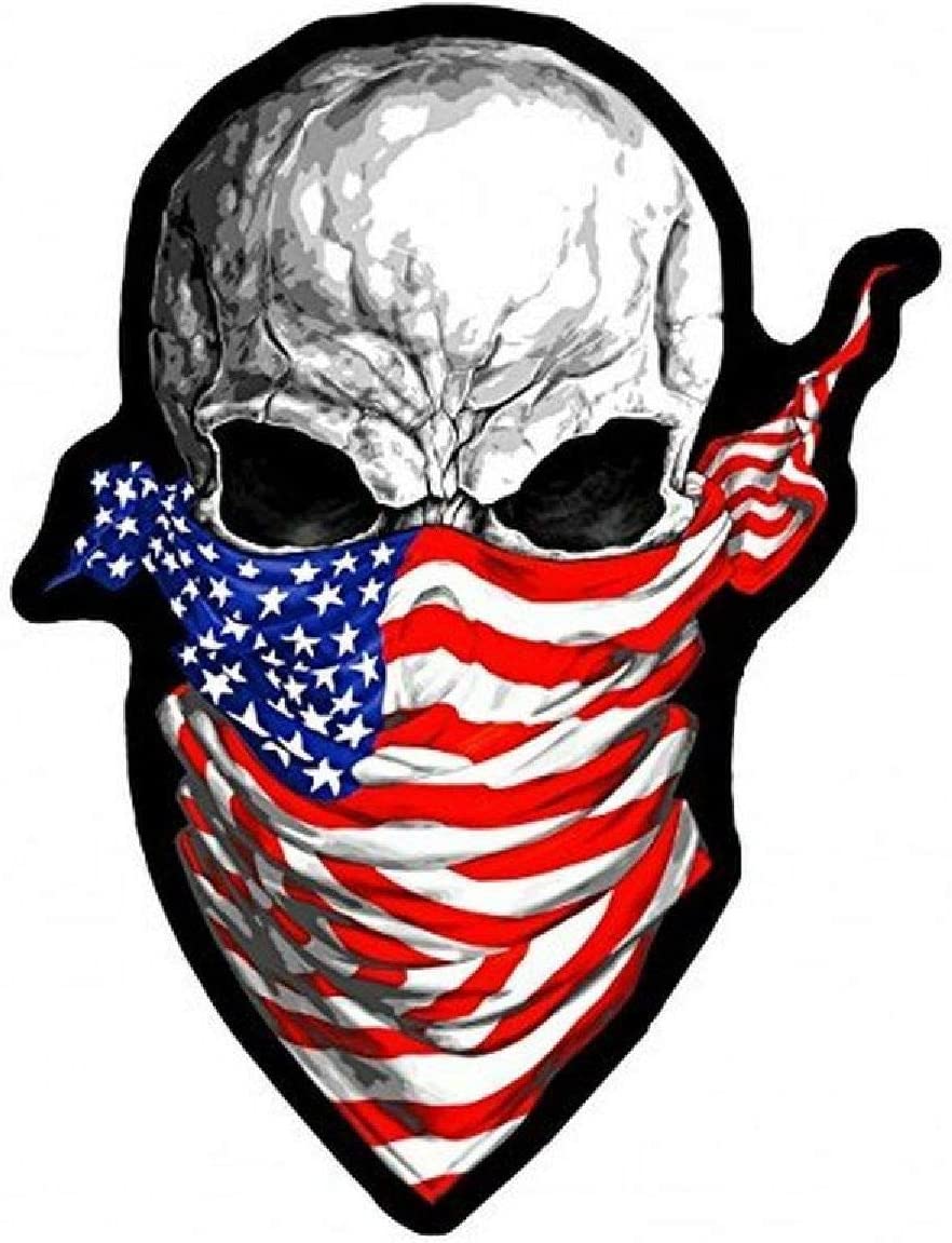 America Rising Skull USA Flag Patriotic Patch [Iron on sew on -4.5 inc ...