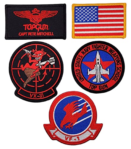 Pete Mitchell Navy Firefighter VX-31 Patch [5PC Bundle -Iron On Sew on ...