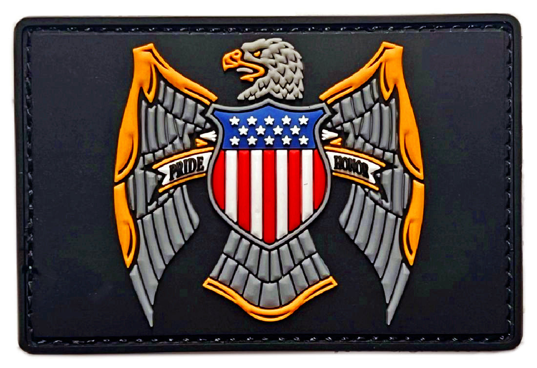 Pride Honor Eagle Shield Patch [3.0 X 2.0 -PVC Rubber -Hook Fastener B ...