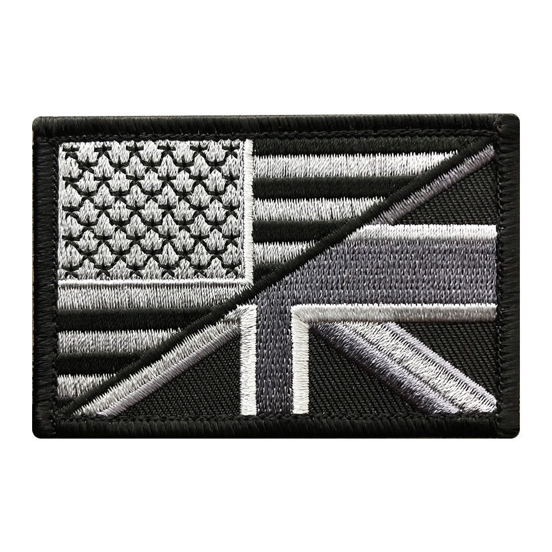 USA / UK Flag Patch (Embroidered Hook) (Black/Grey) – MILTACUSA