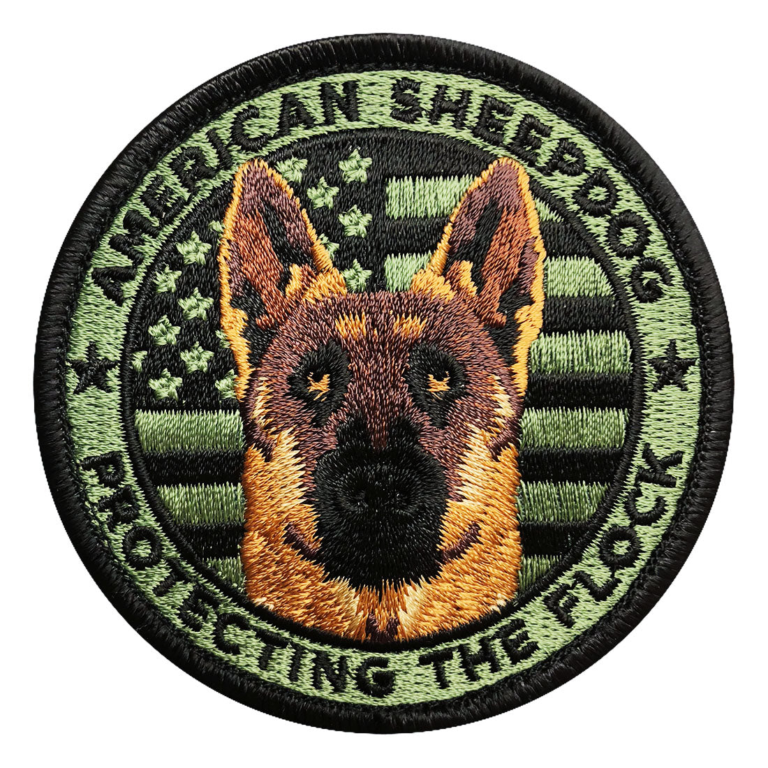 American Sheepdog Protecting the Flock Patch (Embroidered Hook) (Green ...