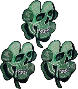 Irish Clover Skull Shamrock Morale Patch [3PC Set - Hook Fastener Back ...