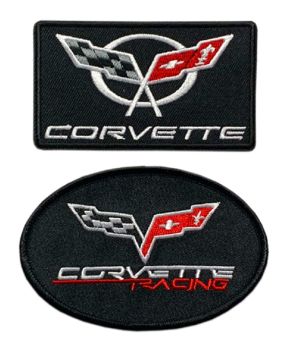 Corvette Racing Checker Flags Sports Cars Patch [2PC Bundle-Iron on Se ...