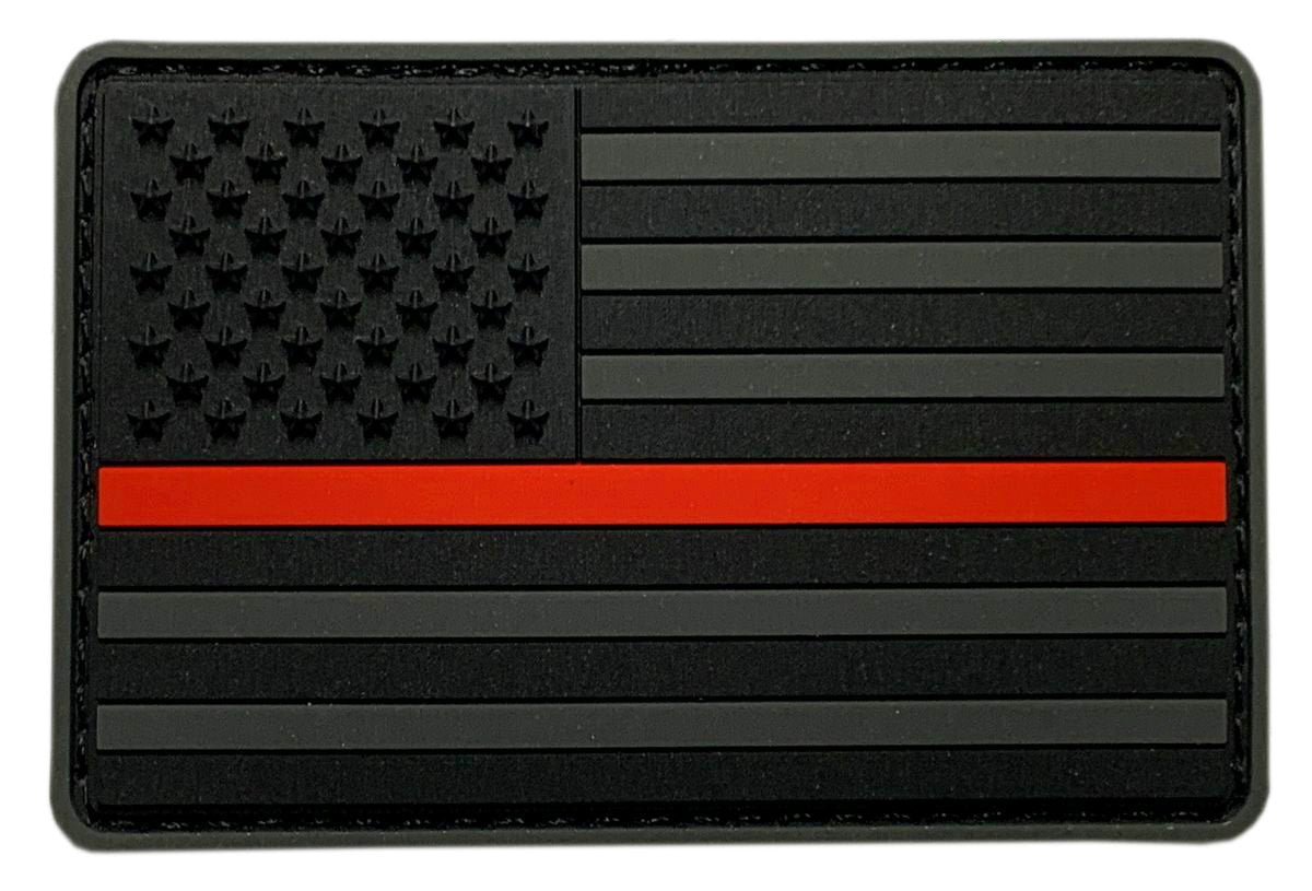Firefighter Thin Red Line USA Flag Tactical Patch [PVC Rubber-F9 ...
