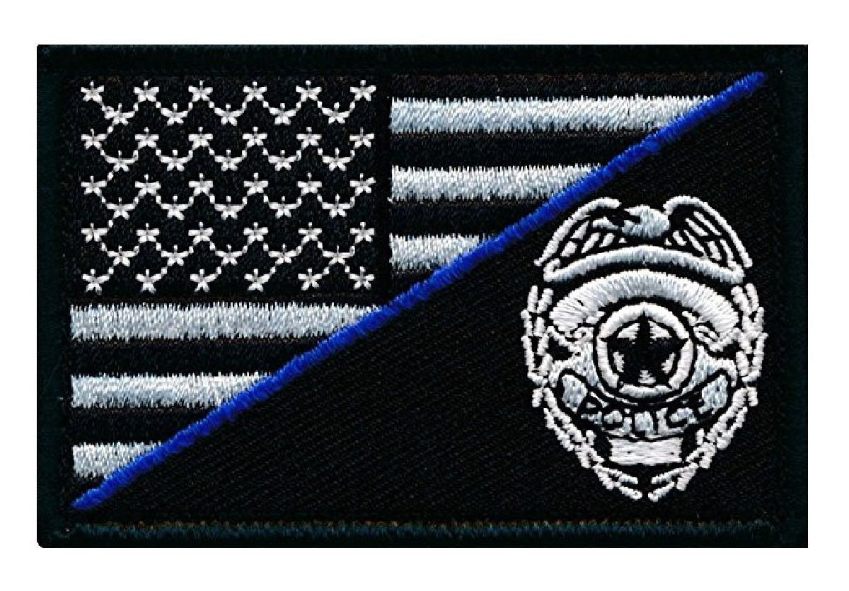 Thin Blue Line Eagle Badge American Flag Patch (Embroidered Hook ...